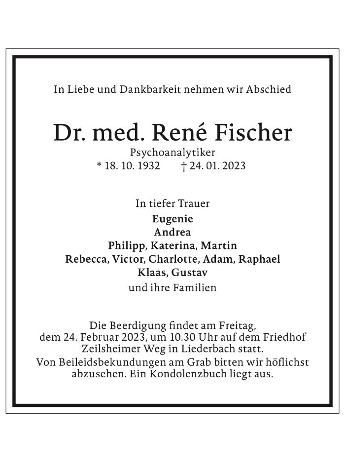 Dr. med. René Fischer (18. 10. 1932 – 24. 1. 2023) - Česká ...